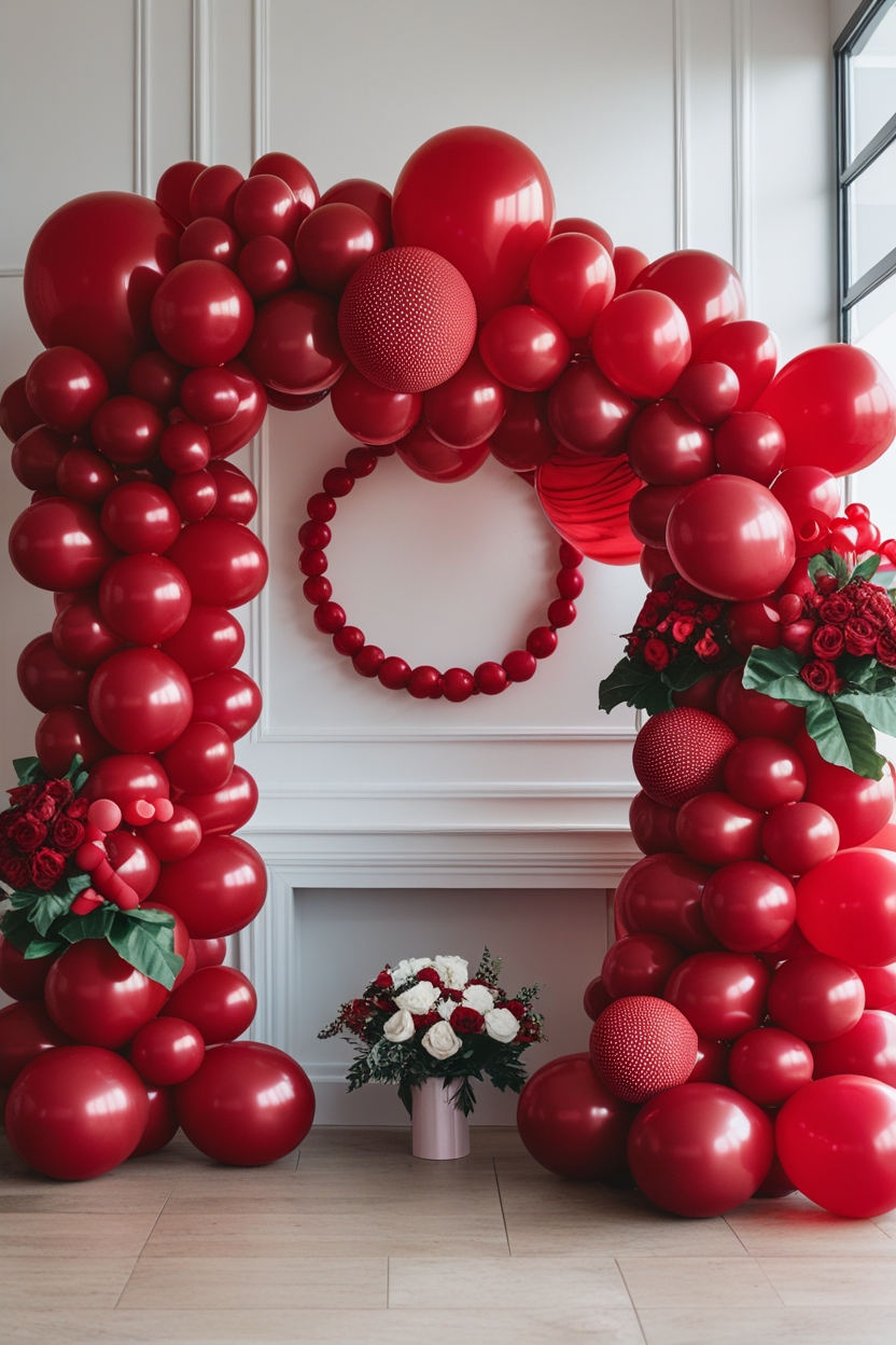Stunning Red Balloon Arch Backdrop for Luxury Events - Trionua