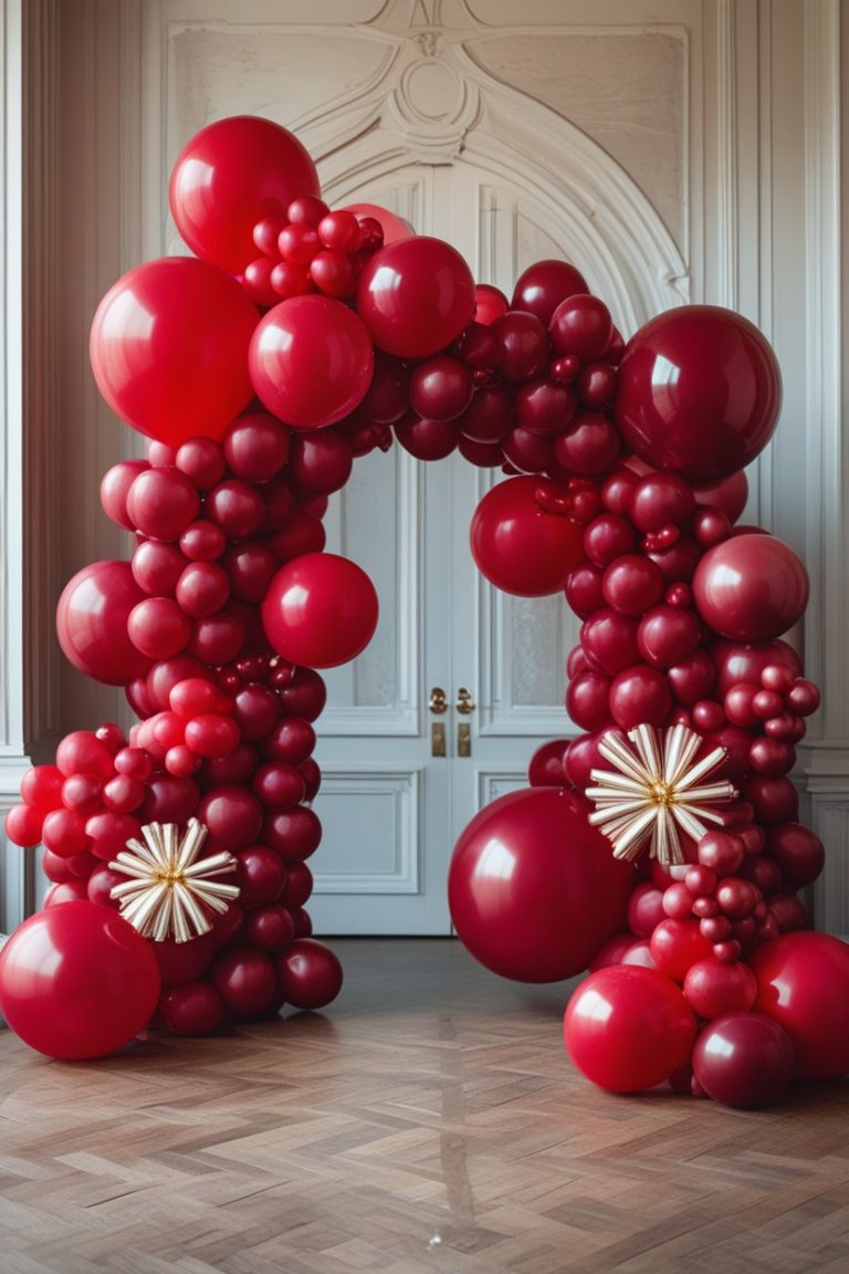 Stunning Red Balloon Arch Backdrop for Luxury Events - Trionua