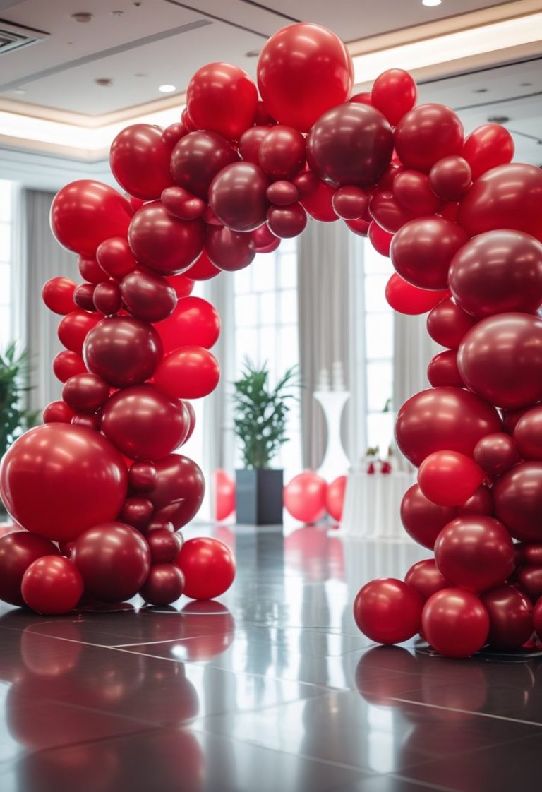 Stunning Red Balloon Arch Backdrop for Luxury Events - Trionua