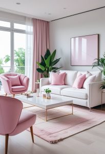 Luxurious Modern Pink & White Living Room Design for Chic 2025 Home ...